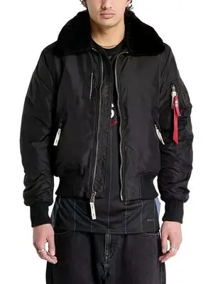 Alpha Industries Shearling Collar Bomber Jacket - Black