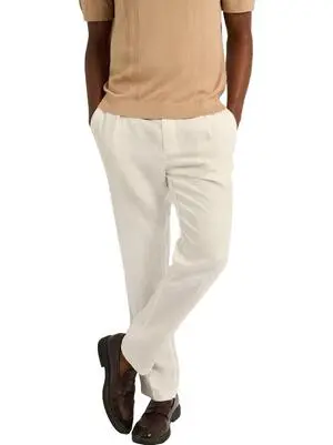 Onia Linen Tapered Pleated Trousers - White