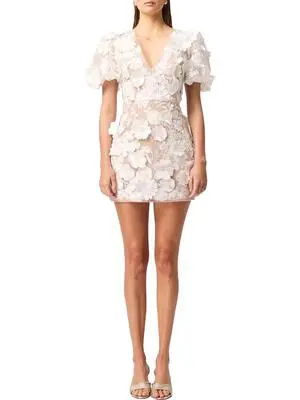 ELLIATT Zayla Floral Appliqué Mini Dress - Ivory