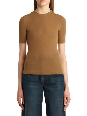 Khaite Celina Merino Wool Blend Rib Sweater Maple