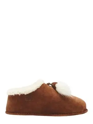 Miu Miu Shearling Tassel Slippers - Cacao