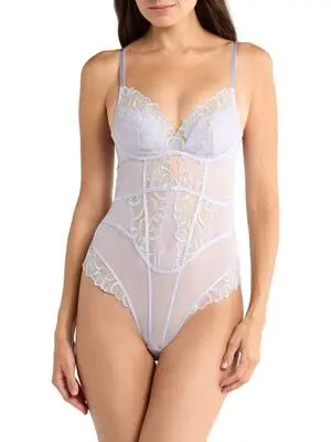 Hunkemoller Lauren Lace & Mesh Bodysuit - Thistle