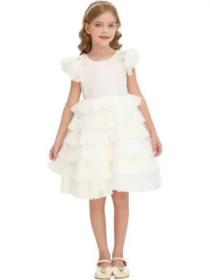 TULLEEN Elrose Ruffled Layered Dress - White