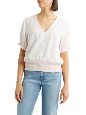 CLOTH & STONE Smocked Waist Top - Pale Pink