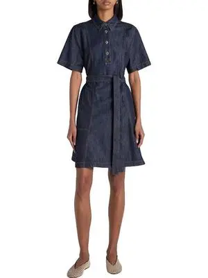 Bottega Veneta Belted Denim Popover Dress - 4245 Indigo