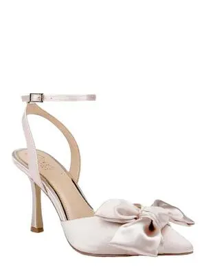 Badgley Mischka Francine Ankle Strap Pointed Toe Sandal - Champagne Satin