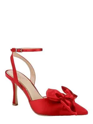 Badgley Mischka Francine Ankle Strap Pointed Toe Sandal - Red Satin