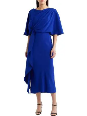 Amsale Drape Bodice Cocktail Dress - Cobalt
