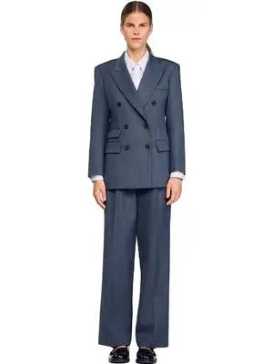 Sandro Striped Tailored Jacket - Blue