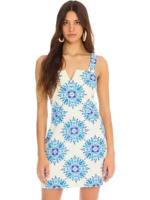ALLISON Margot Mosaic Print Linen Blend Dress