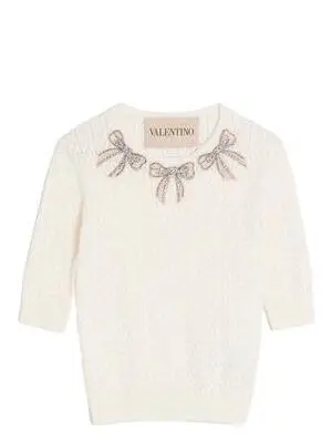 Valentino Garavani Embroidered Cotton Top - Neutral