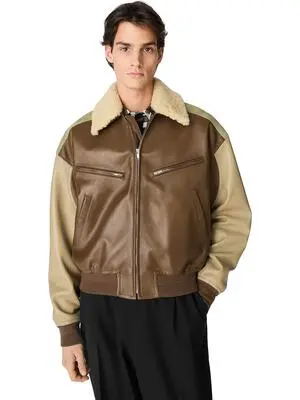 BOTTEGA  VENETA Leather Nappa Blouson - Dk Moss/sesame/trav