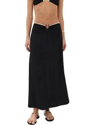 Johanna Ortiz Crinkle Keel Midi Skirt - Black/ecru