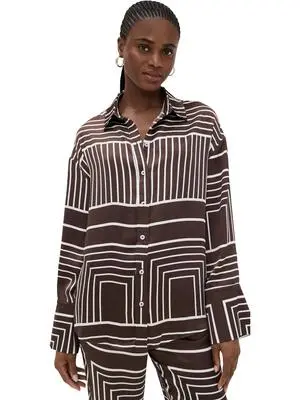 4TH & RECKLESS Amira Striped Shirt - Chocolate