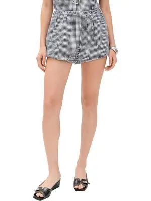 WAYF Maggie Bubble Shorts - Black Seersucker