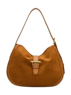 Alexander McQueen T-bar Suede Shoulder Bag - Light Brown Gold