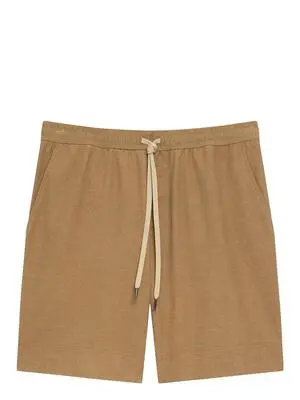 Theory Relaxed Cotton Drawstring Shorts - Dark Chino