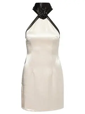 AMY LYNN Satin Mini Dress With Appliqué Detail - Ivory