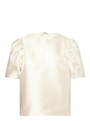 AMY LYNN Satin Top With Puff Sleeves - Ecru
