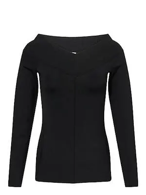 Stella McCartney Off-shoulder Compact-knit Top - Black