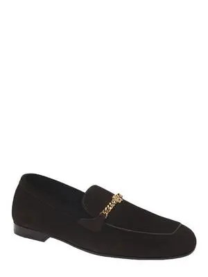 Versace Medusa Chain Suede Loafer - Ebano-versace Gold