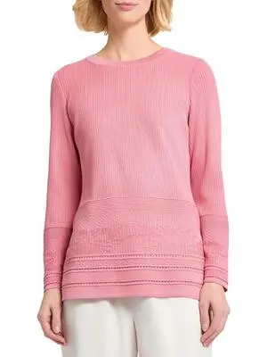 Misook Mixed Stitch Relaxed Fit Sweater - Honey Suckle