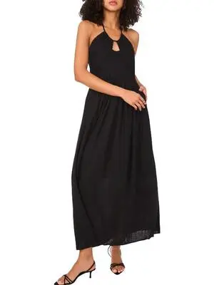 Halogen Keyhole Halter Maxi Dress Rich Black