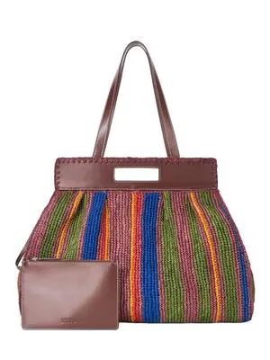 Staud Rue Raffia Tote Bag - Jungle Stripe Raffia
