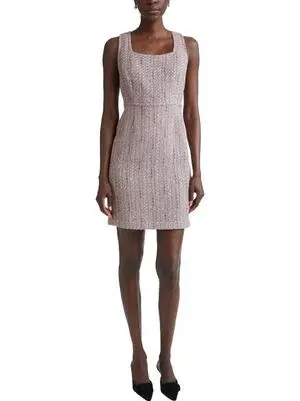 St. John Lena Metallic Tweed Sheath Dress - Periwinkle/ Rose Lurex Multi