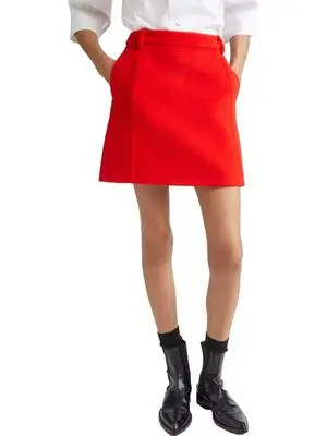 JIL SANDER Wool A-line Miniskirt - Strawberry