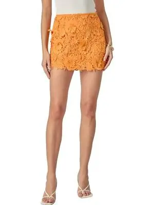Endless Rose Floral Lace Miniskirt - Orange