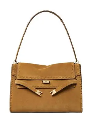 Tory Burch Lee Radziwill Large Suede Shoulder Bag - Wild Tabacco