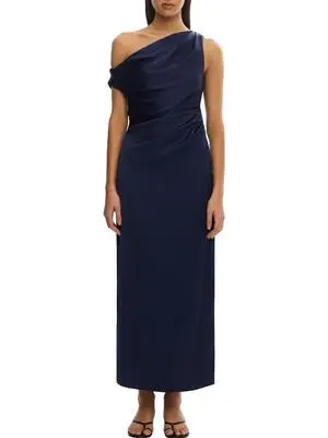 Significant Other Alyssa Pleated One-shoulder Gown - Sapphire