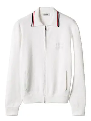 Miu Miu Cotton Zipper Cardigan - White