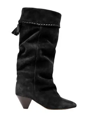 Isabel Marant Elita Draped Suede Boots Black