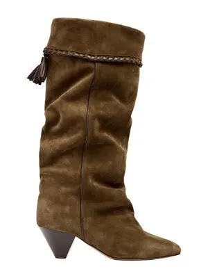 Isabel Marant Elita Draped Suede Boots Bronze