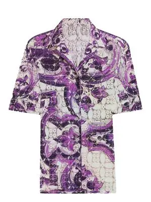 Dolce & Gabbana Majolica-print Lace Shirt - Purple
