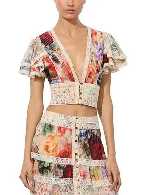 ALICE + OLIVIA Keely Flutter Sleeve Top
