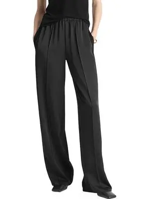 Vince Mid Rise Side Stripe Trousers - Black