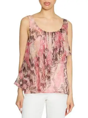 Santorelli Bonnie Sleeveless Ruffled Top - Sweet Pea Multi