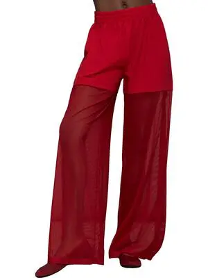 Norma Kamali Boyfriend Elephant Sweatpant With Mesh - Tiger Red