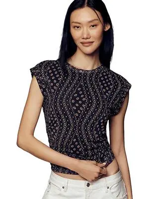 Sanctuary Dolman-sleeve Crew-neck Top - Black Pattern
