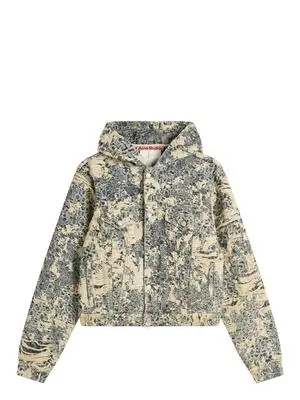 Acne Studios Distressed Monogram Hooded Jacket - Mid Blue