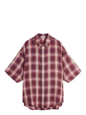 Acne Studios Short Sleeve Plaid Check Shirt - Red/blue