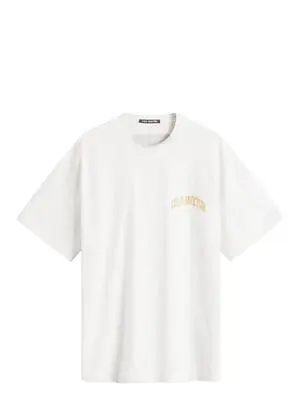 COLE BUXTON Yellow Arc T-shirt - Light Grey Marl
