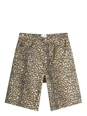 Rhude Leopard-print Denim Shorts - Black/tan