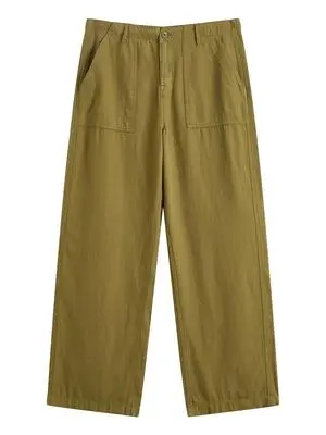 Good American Lite Linen Wide Leg Trousers - Martini Olive