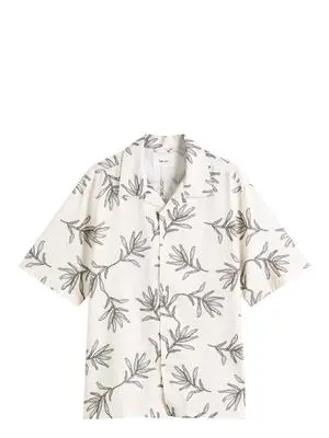 Nn07 Ole Botanical Print Short Sleeve Shirt Off White