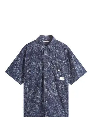 UNIFORM EXPERIMENT Indigo Print Fishing Shirt - White