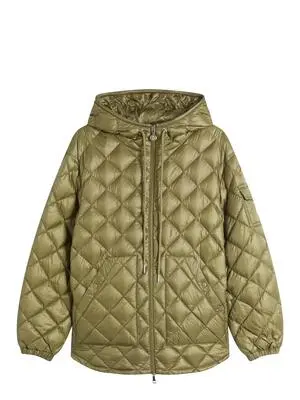 Moncler Shiny Quilted Hood Overshirt Khaki